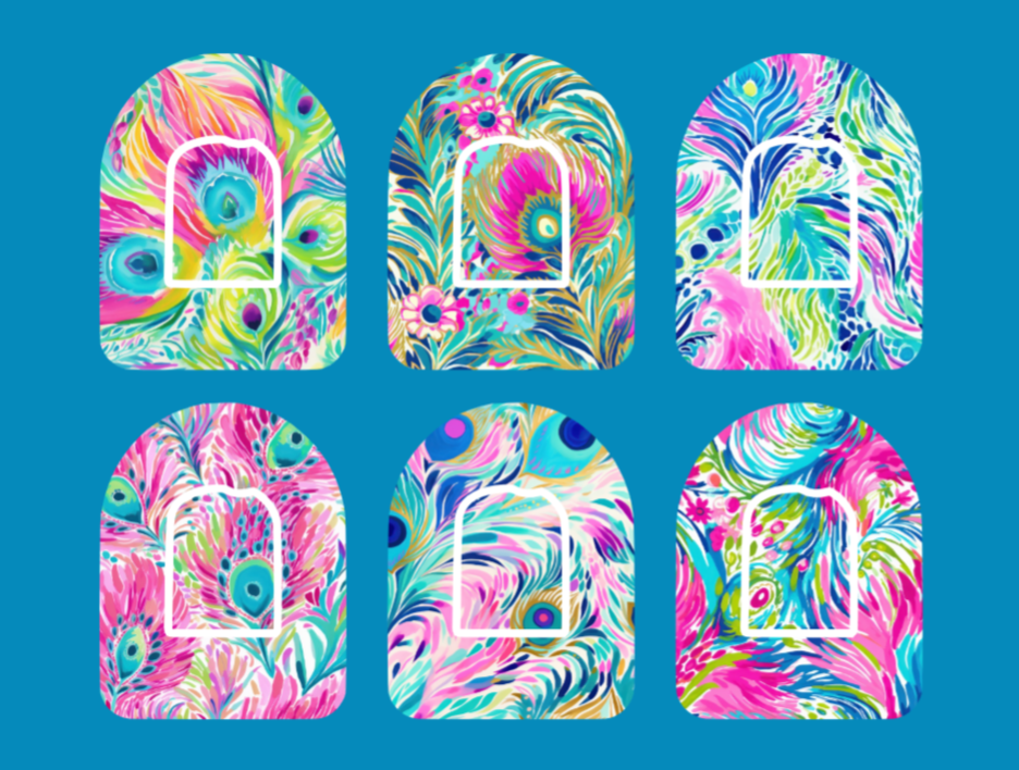 PREPPY FANCY FEATHERS - 6 PATCH SET - OMNIPOD OVERLAYS – The Sugar Patch