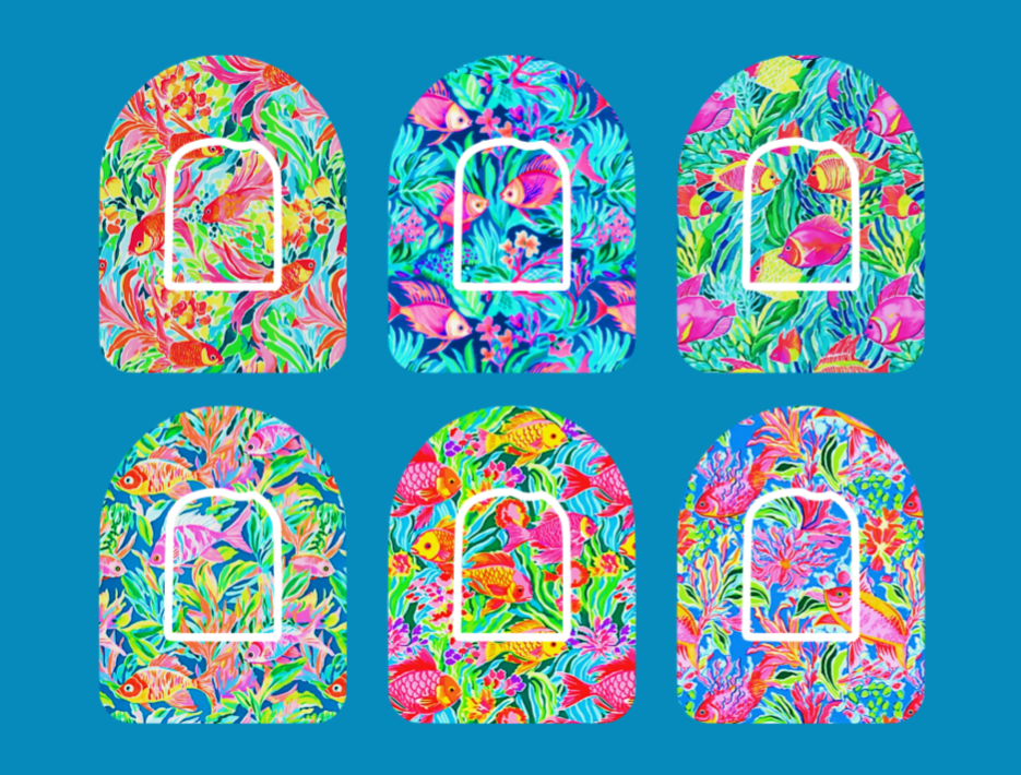 PREPPY FRIENDS WITH FINS - 6 PATCH SET - OMNIPOD OVERLAYS – The Sugar Patch